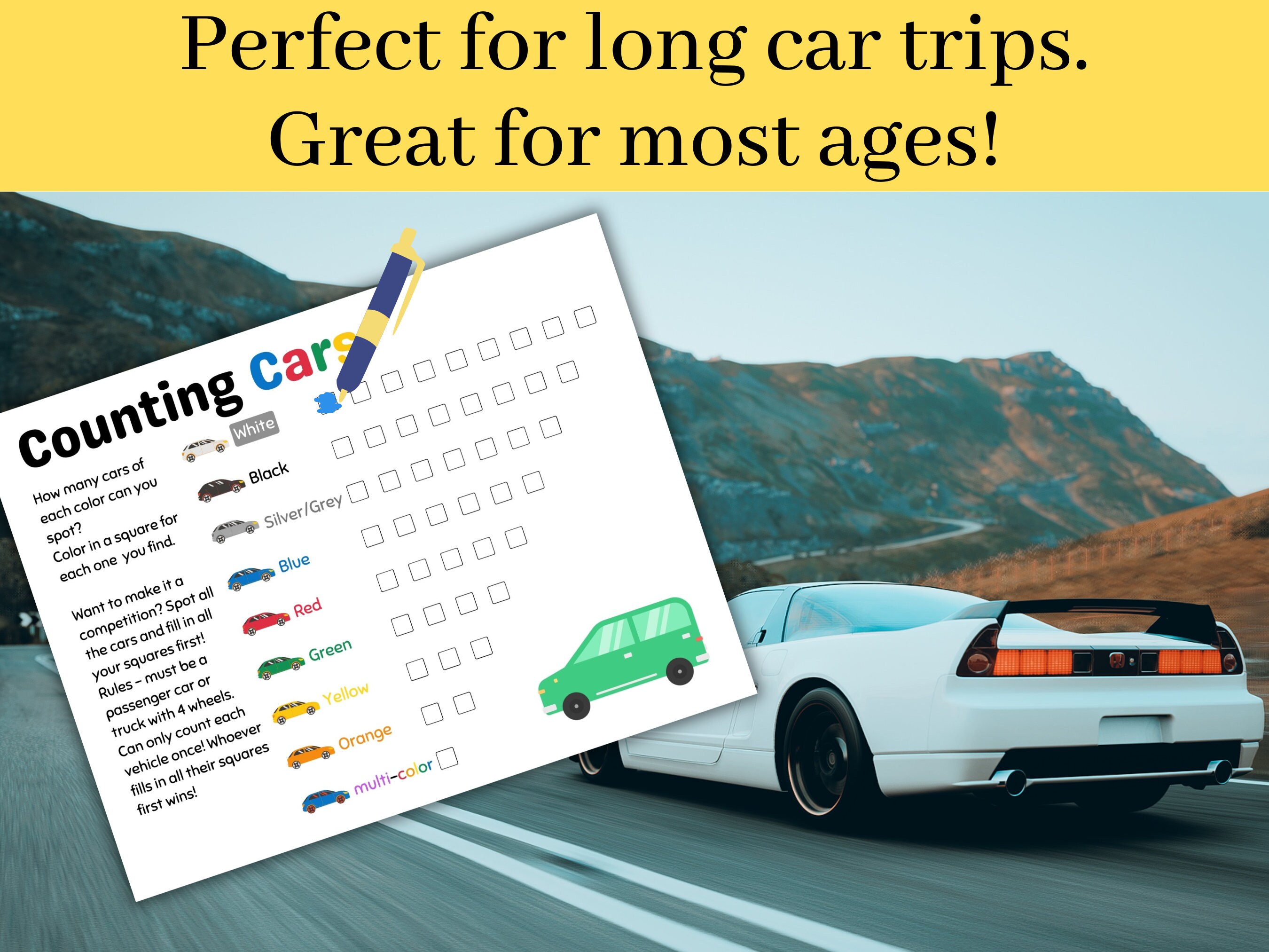 Road Trip Games, Car Scavenger Hunt, 2 Printable Games to Play in the ...