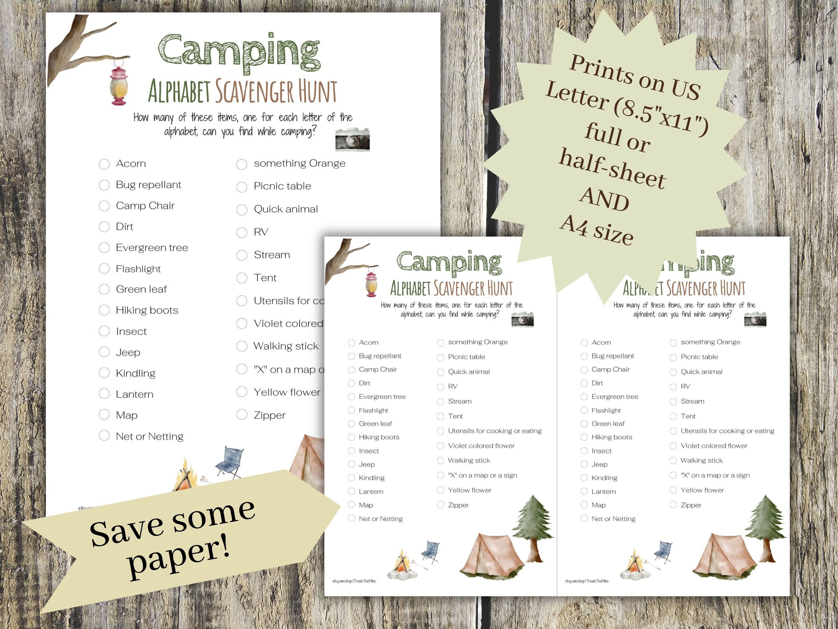 Camping Scavenger Hunt, Nature Scavenger Hunt for Kids, Printable ...