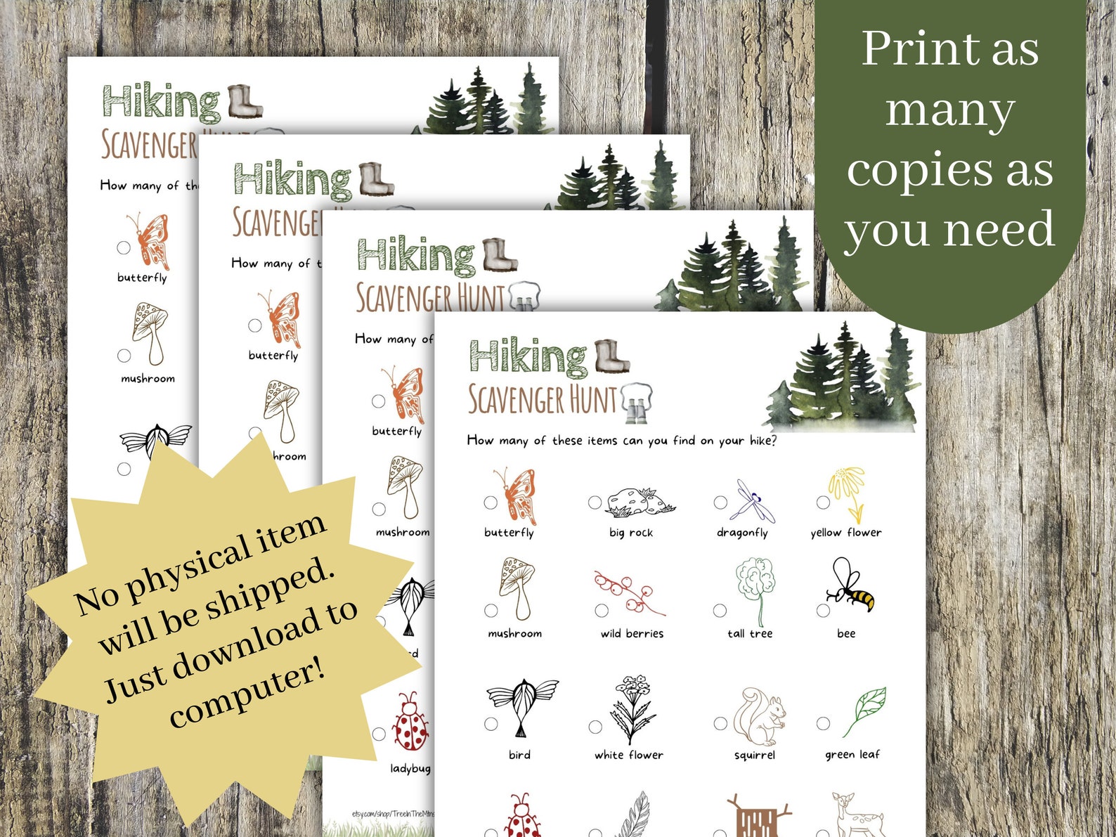 Nature Scavenger Hunt, Printable Hiking Scavenger Hunt, Outdoor Hiking ...