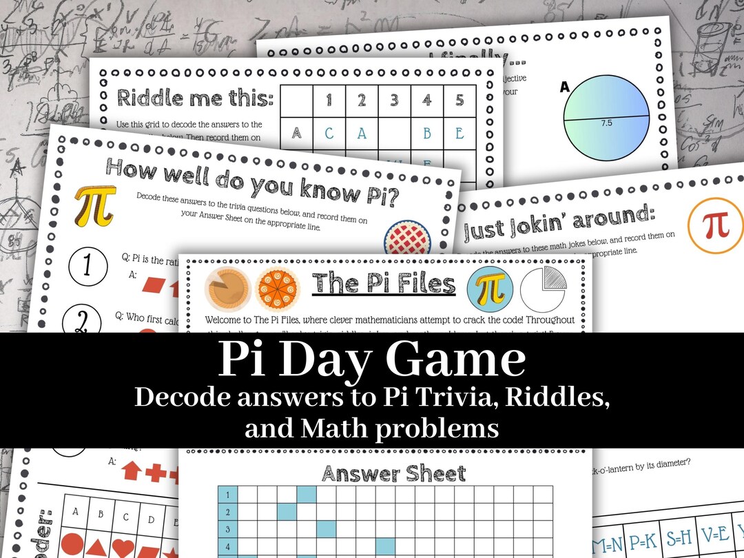 Pi Day Games, Math Puzzle Game, Classroom Pi Day Activity, Pi Trivia ...