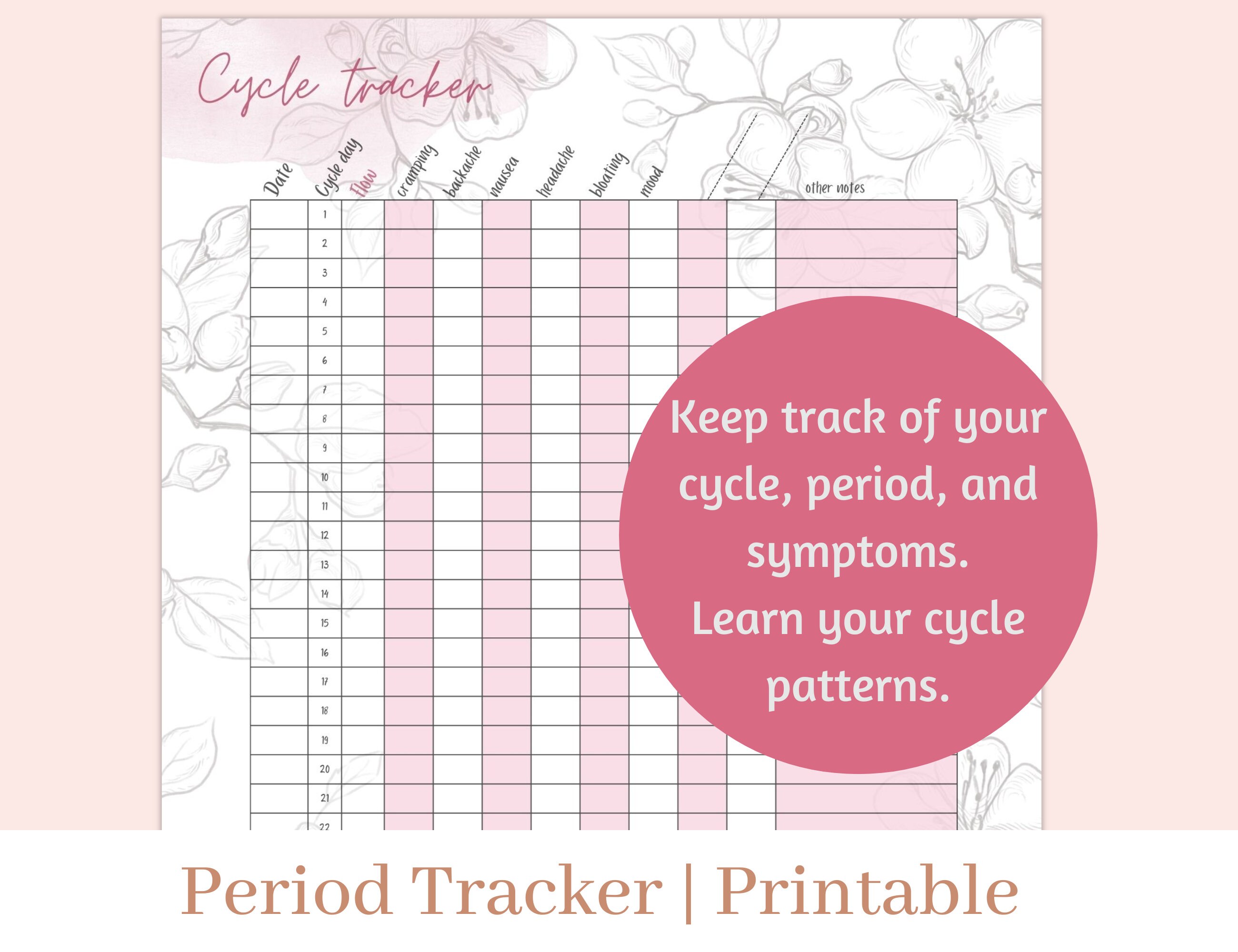Period Tracker Printable Monthly Cycle Journal, for Tracking Your ...