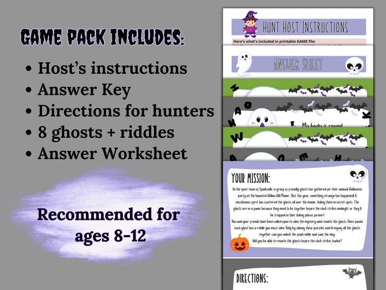 Scavenger Hunt Game for Kids, Printable Ghost Hunt Game, Play Indoors ...
