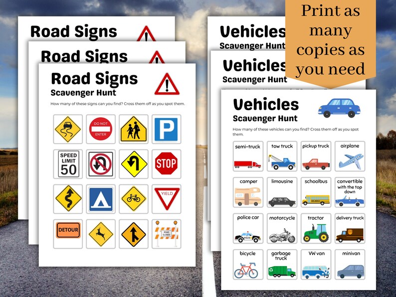 Road Trip Scavenger Hunt Travel Games for Kids of All Ages, Games to ...