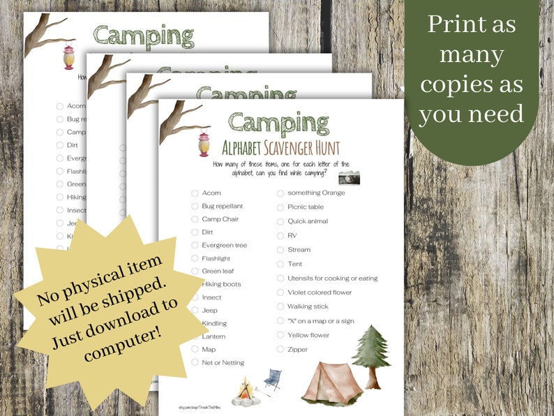 Camping Scavenger Hunt, Nature Scavenger Hunt for Kids, Printable ...