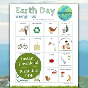 Earth Day Scavenger Hunt, Printable Outdoor Scavenger Hunt for Kids ...