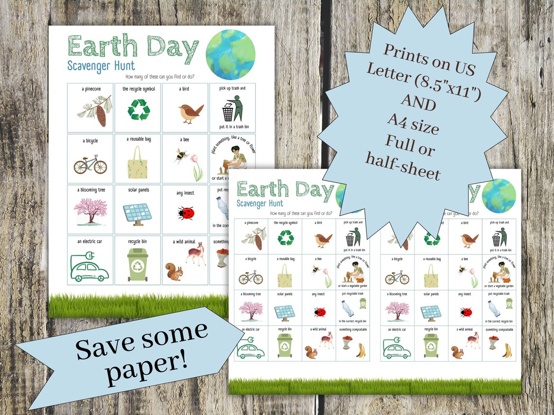 Earth Day Scavenger Hunt, Printable Outdoor Scavenger Hunt for Kids ...