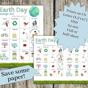 Earth Day Scavenger Hunt, Printable Outdoor Scavenger Hunt for Kids ...