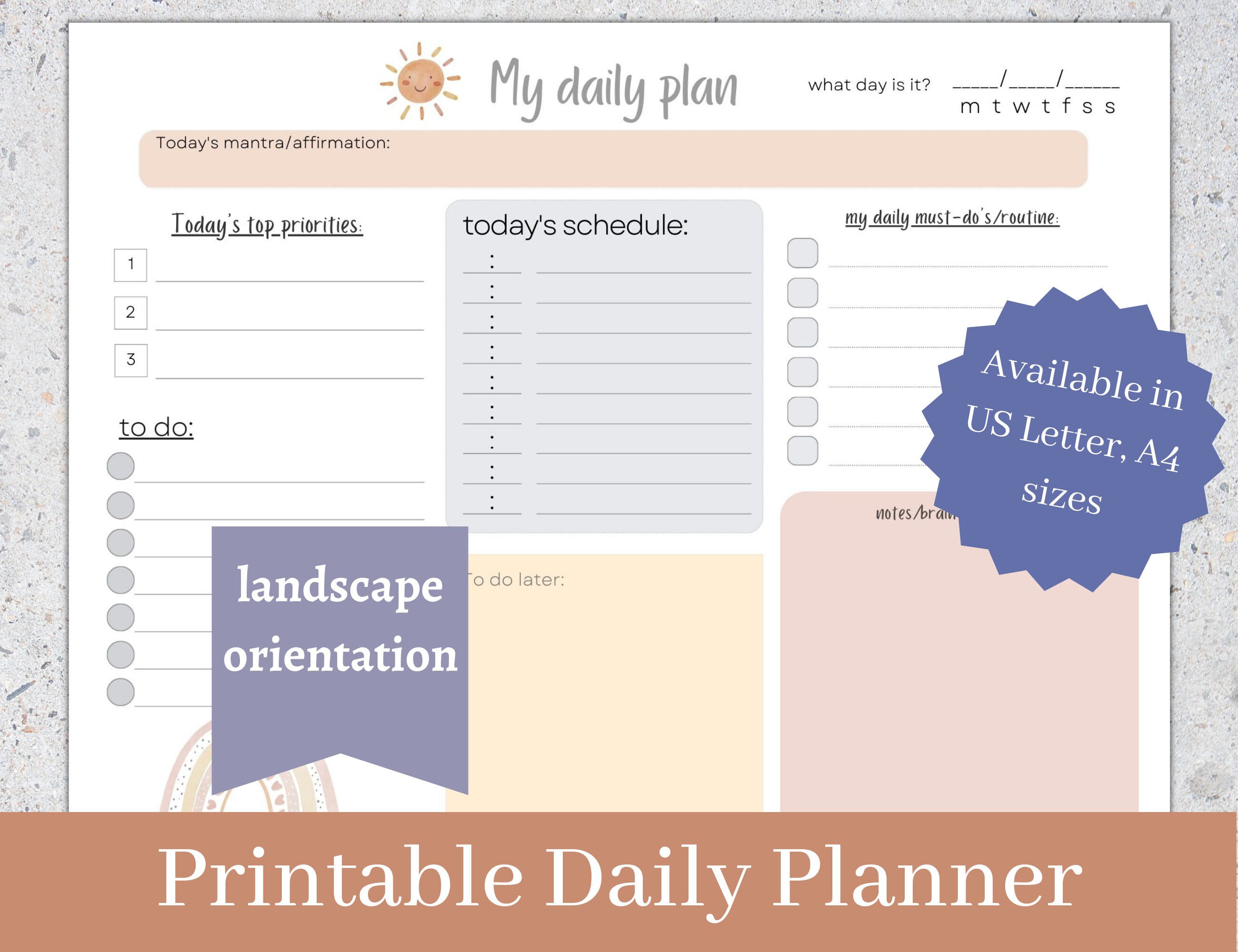 Daily Productivity Planner Printable Daily to Do List - Etsy