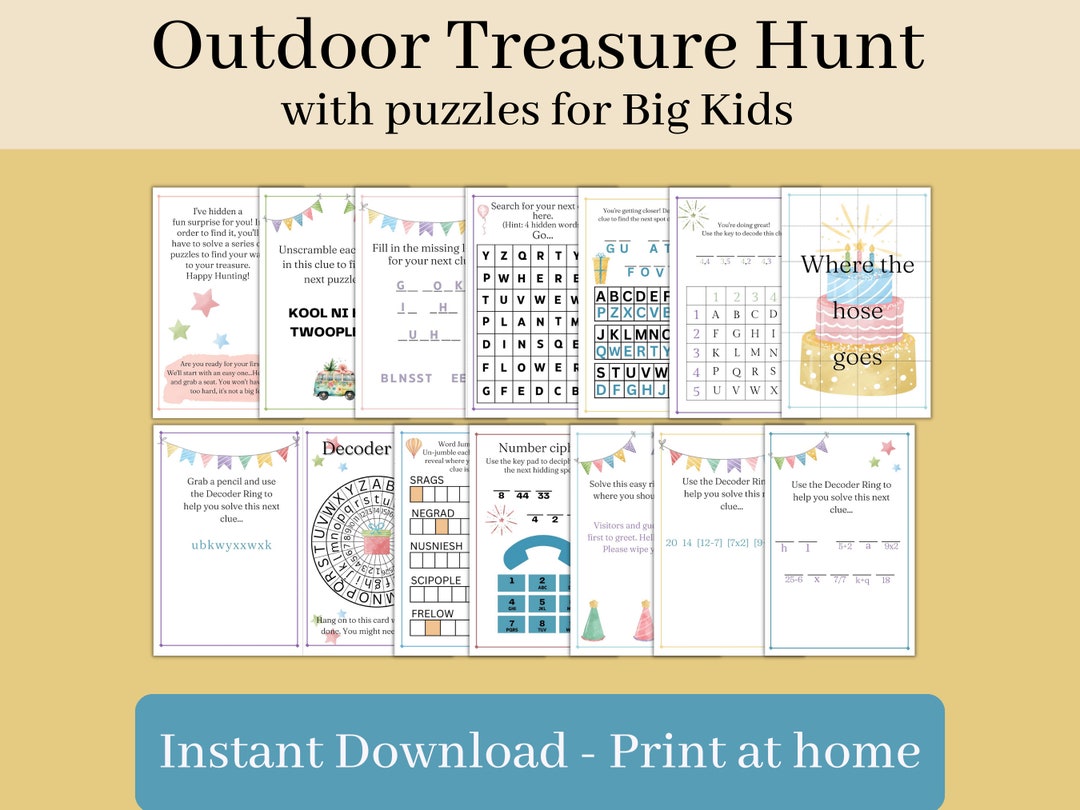 Outdoor Scavenger Hunt Clues, Spring or Summer Treasure Hunt for Teens ...