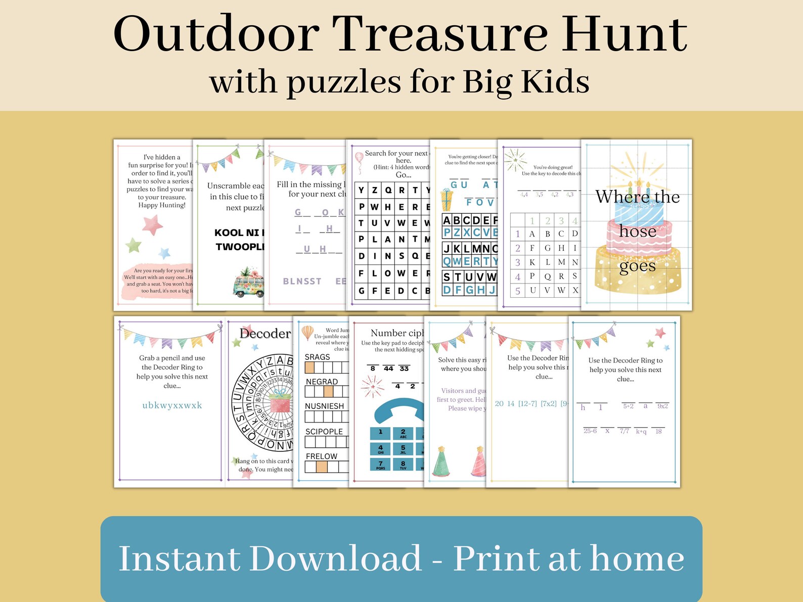 Outdoor Scavenger Hunt Clues, Spring or Summer Treasure Hunt for Teens ...