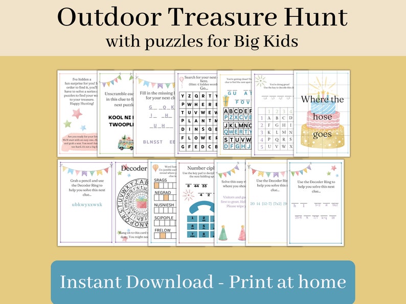Outdoor Scavenger Hunt Clues, Spring or Summer Treasure Hunt for Teens ...