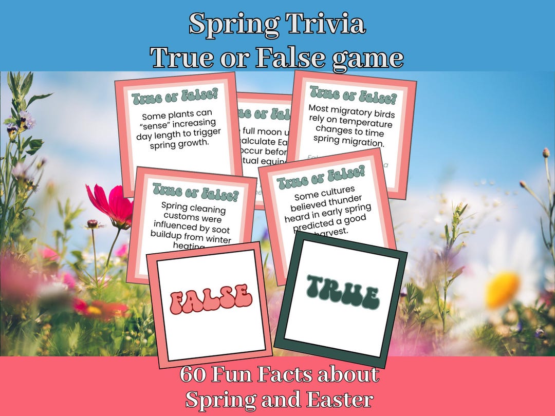 Spring Trivia Printable True or False Game, Easter Trivia, Spring ...