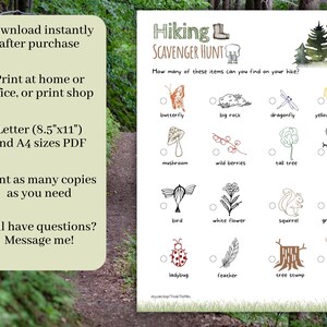 Nature Scavenger Hunt, Printable Hiking Scavenger Hunt, Outdoor Hiking ...