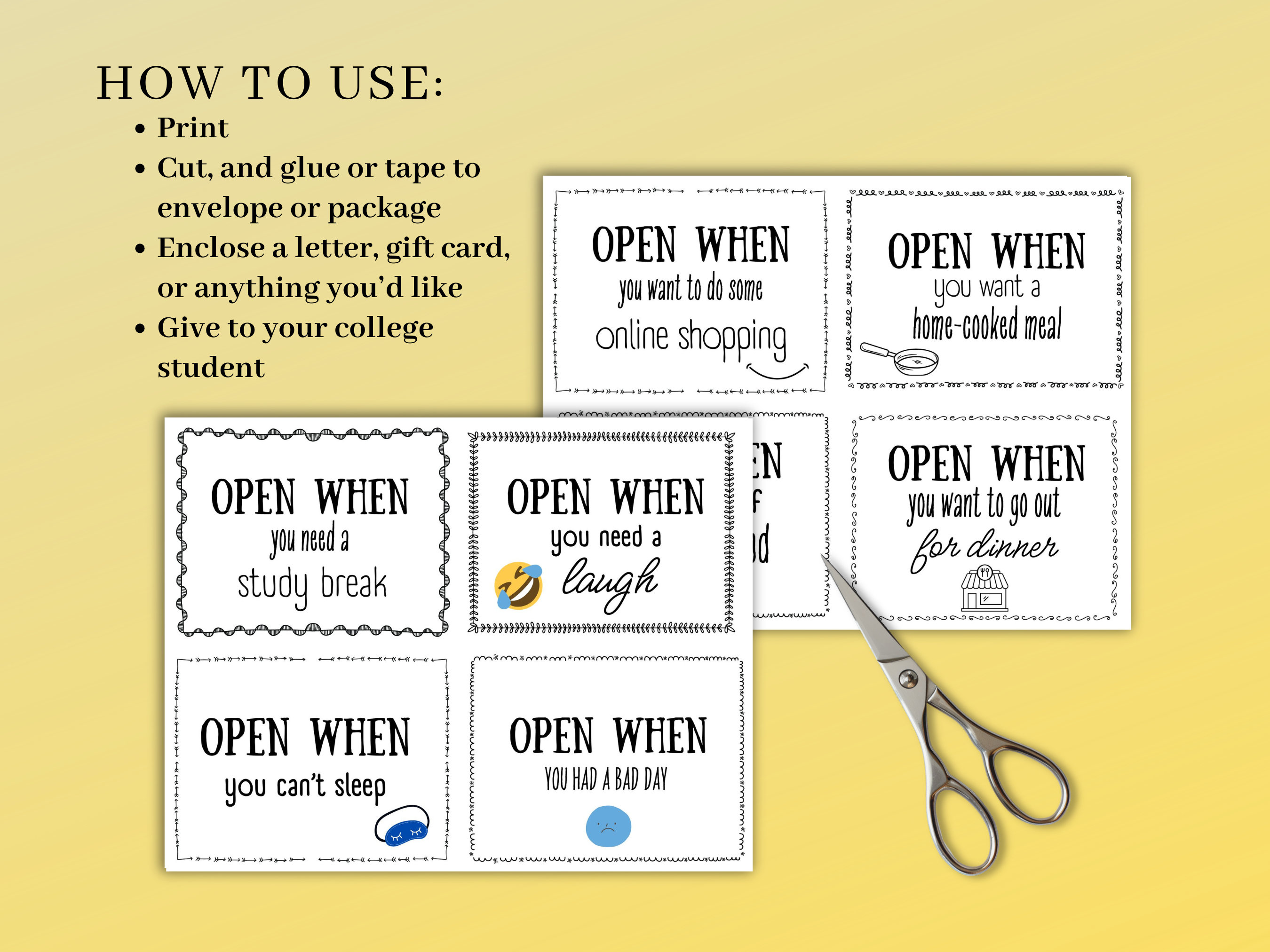 Open When Envelopes Gift for College Student, 48+ Open When Letters ...