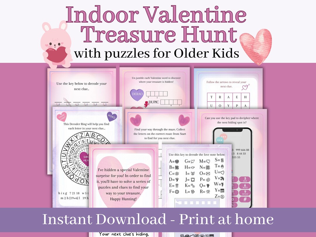 Valentines Day Scavenger Hunt Fun Indoor Treasure Hunt Game for Big ...