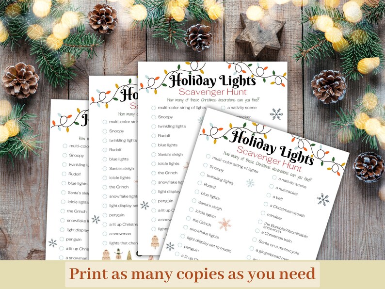 Christmas Light Scavenger Hunt Printable, Christmas Scavenger Hunt ...