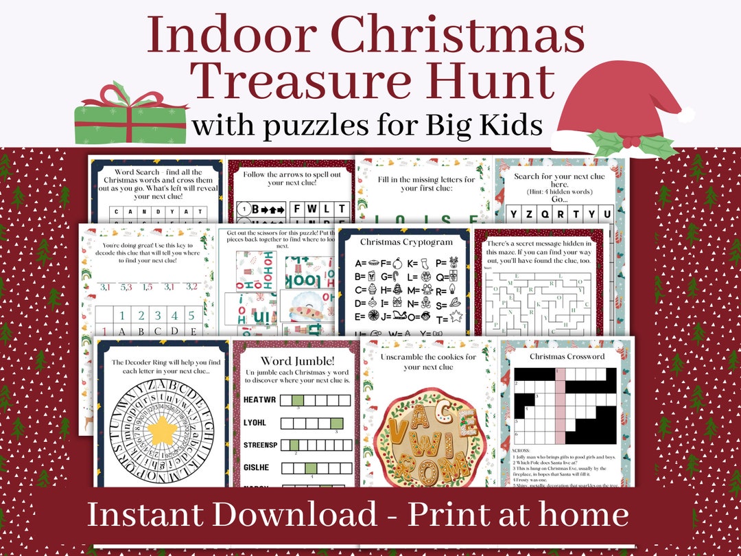 Christmas Treasure Hunt, Indoor Christmas Scavenger Hunt for Kids ...