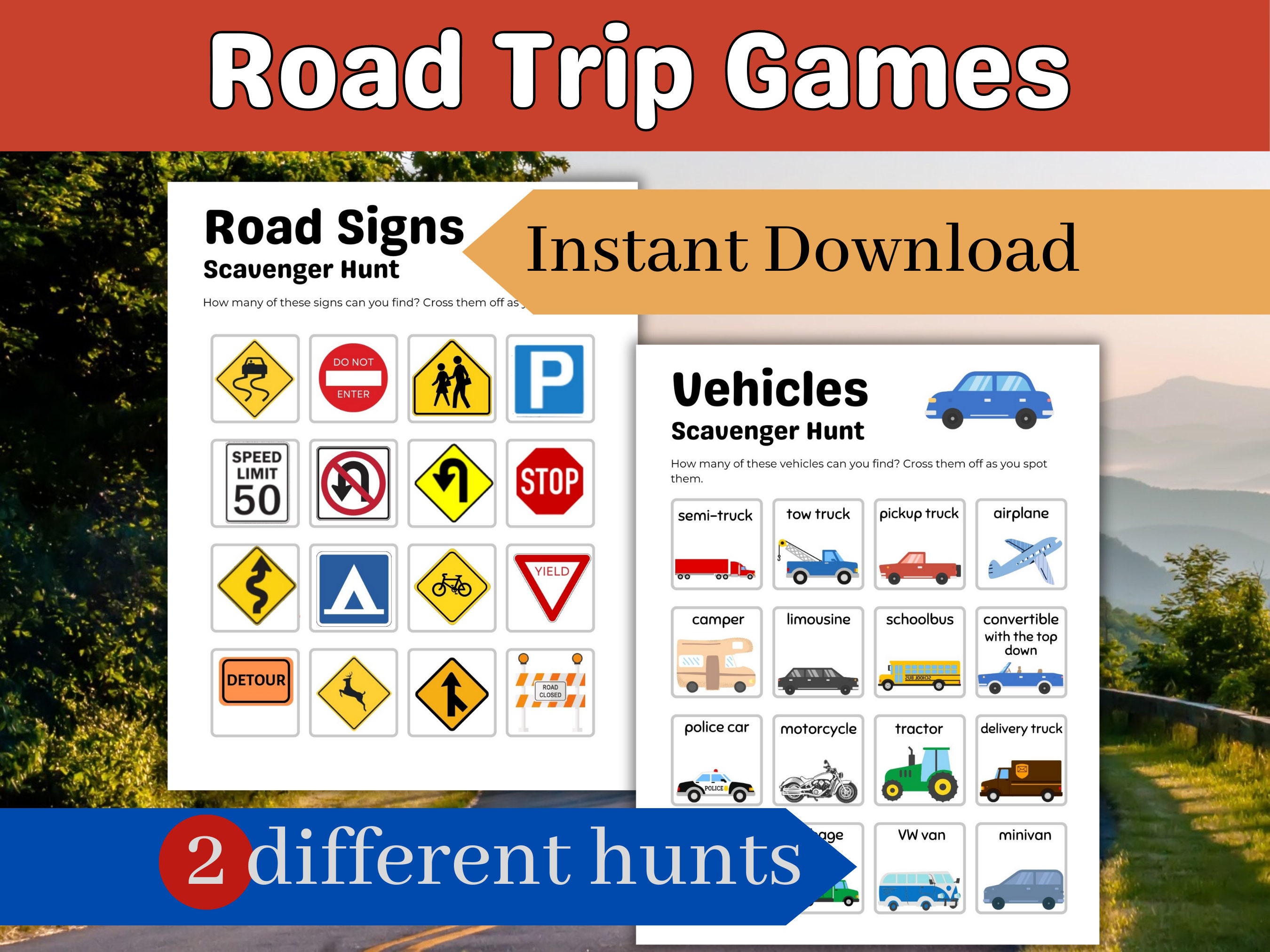 Road Trip Scavenger Hunt Travel Games for Kids of All Ages, Games to ...