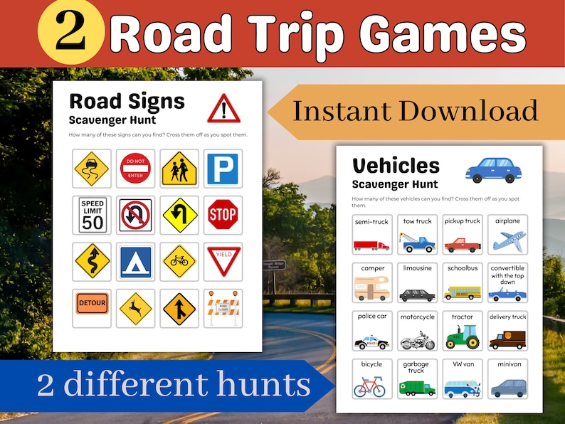 Road Trip Scavenger Hunt Travel Games for Kids of All Ages, Games to ...
