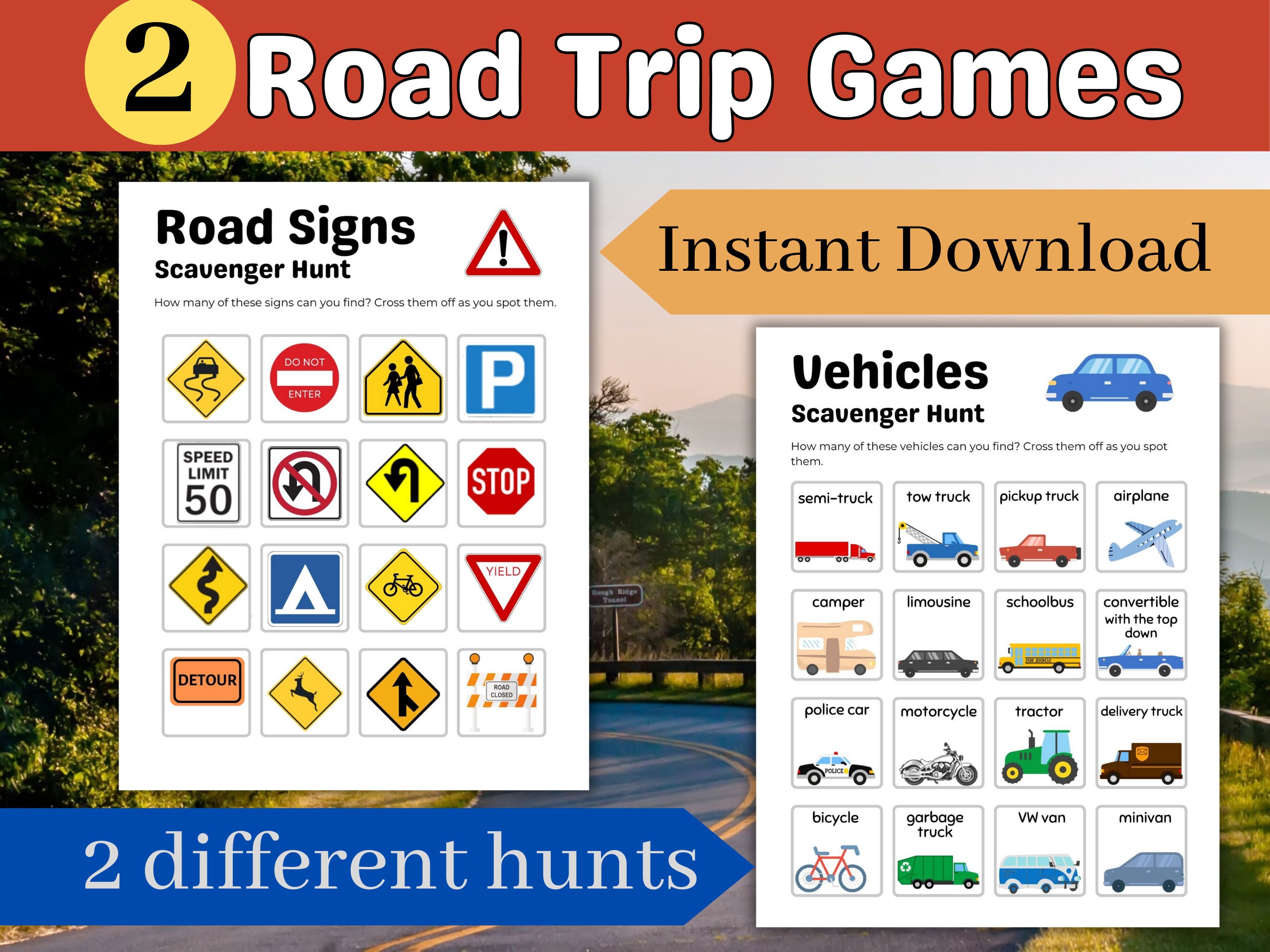 Road Trip Scavenger Hunt Travel Games for Kids of All Ages, Games to ...