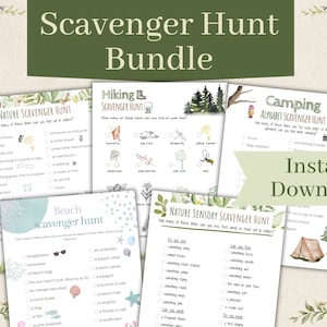 Nature Scavenger Hunt Bundle, Set of 5 Scavenger Hunts for Kids of All ...