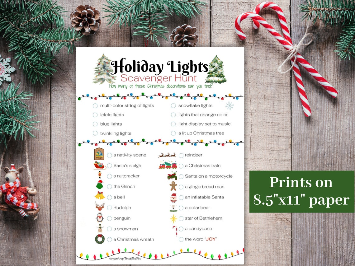 Christmas Scavenger Hunt Printable, Christmas Light Scavenger Hunt for ...