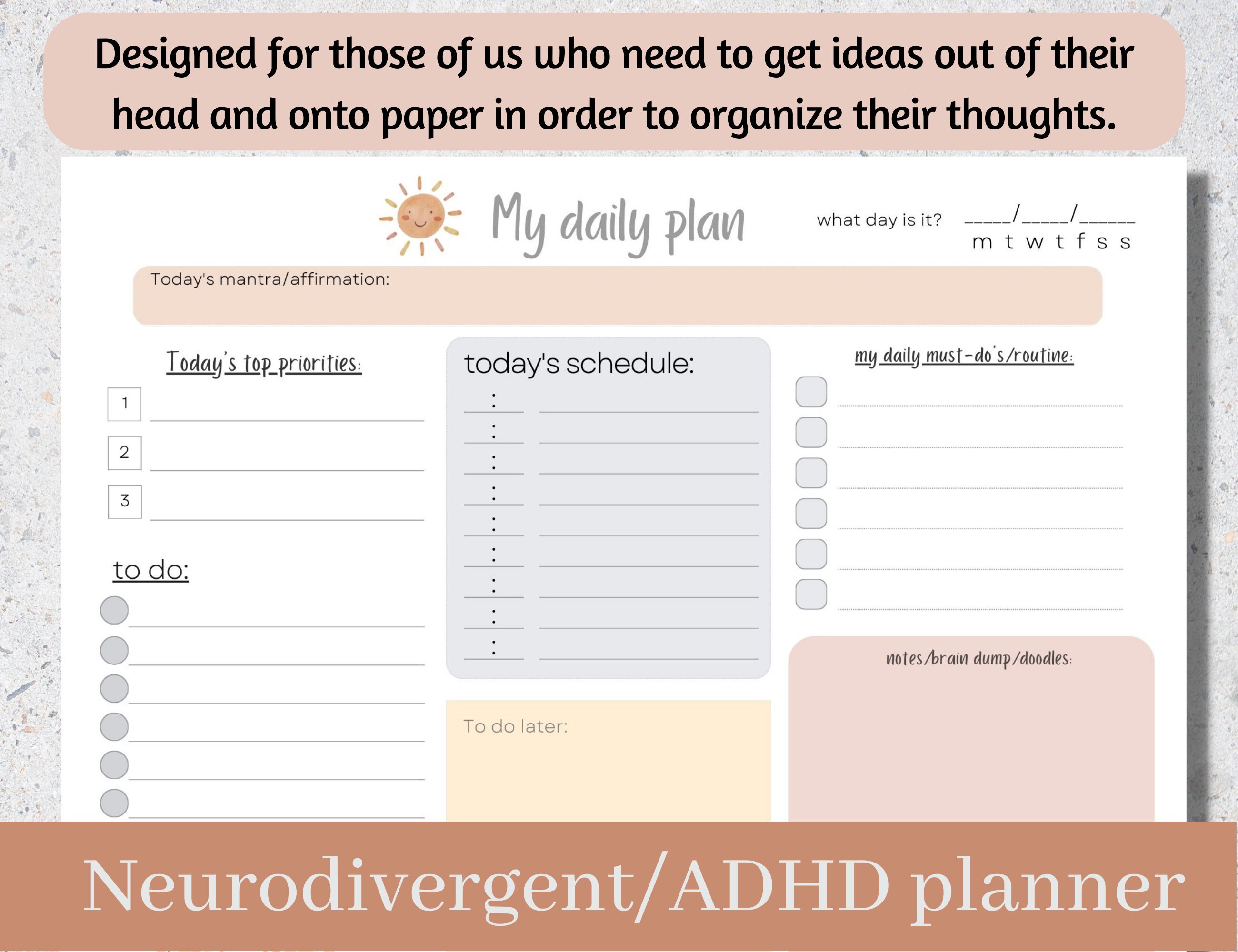 Daily Productivity Planner Printable Daily to Do List - Etsy