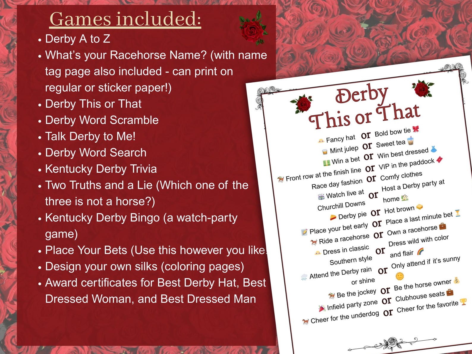Printable Kentucky Derby Party Games 2025, Derby Party Games Bundle, 12 ...