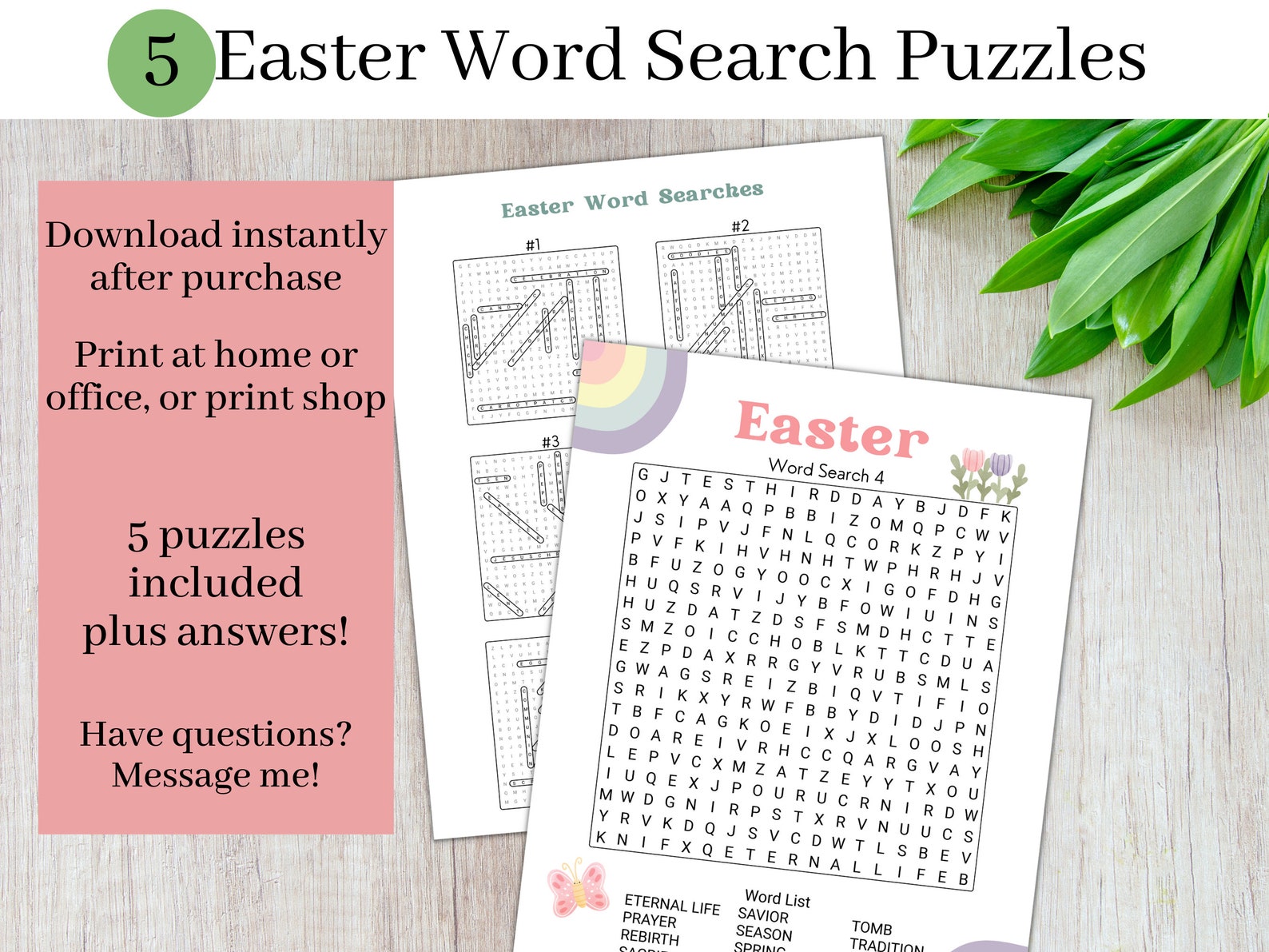 Easter Word Search Puzzles 5 Word Searches Plus Answer Key - Etsy