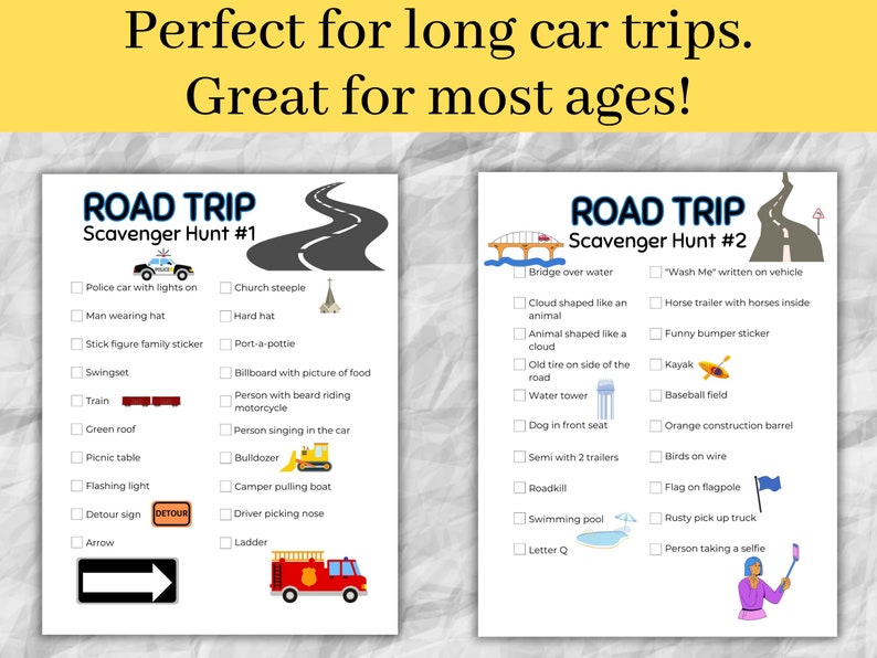 Road Trip Scavenger Hunt, Printable Road Trip Games, Road Trip Bingo ...