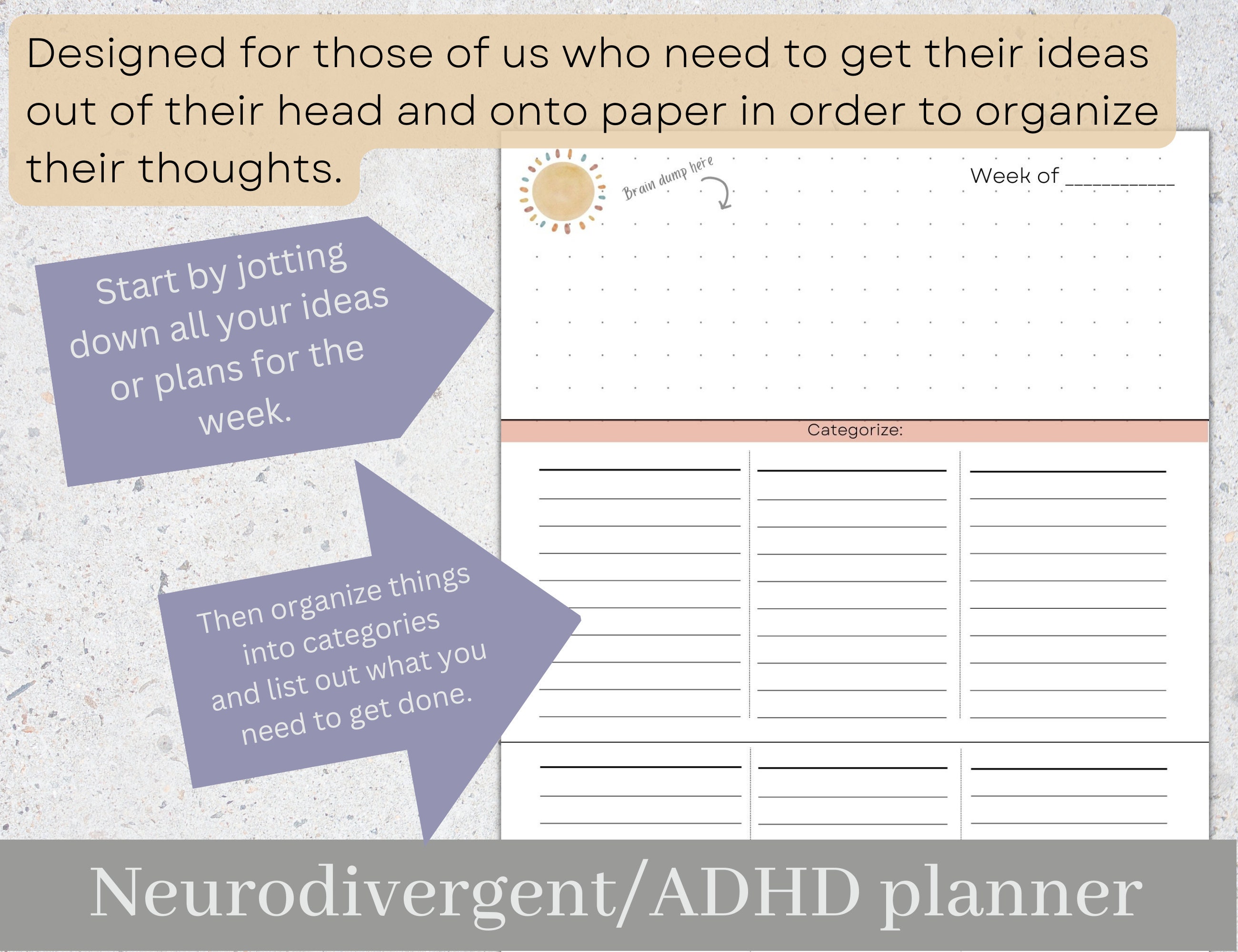 Printable Weekly Planner With Brain Dump and Daily to Do List ...