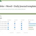 Notion Template for Habit Tracker and Mood Tracker, Simple Daily Mood ...