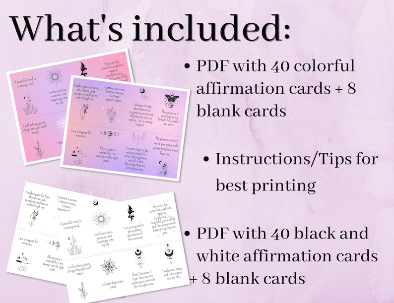 Printable Daily Affirmation Cards 40 Affirmations for - Etsy