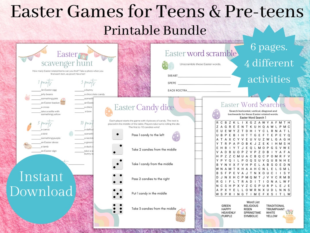 Easter Games for Teens and Preteens Printable Scavenger Hunt - Etsy UK