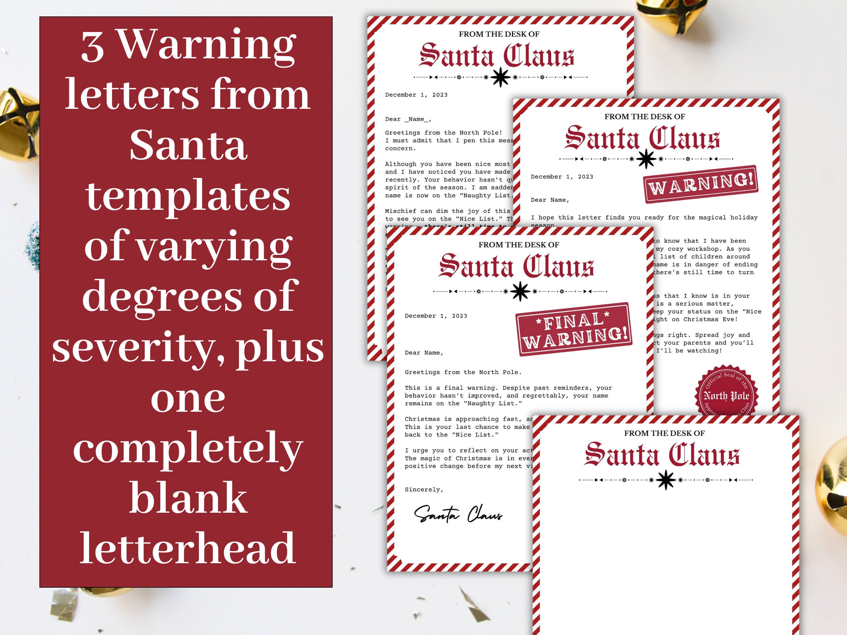 EDITABLE Santa Warning Letter, Naughty List Letter From Santa, Santa ...