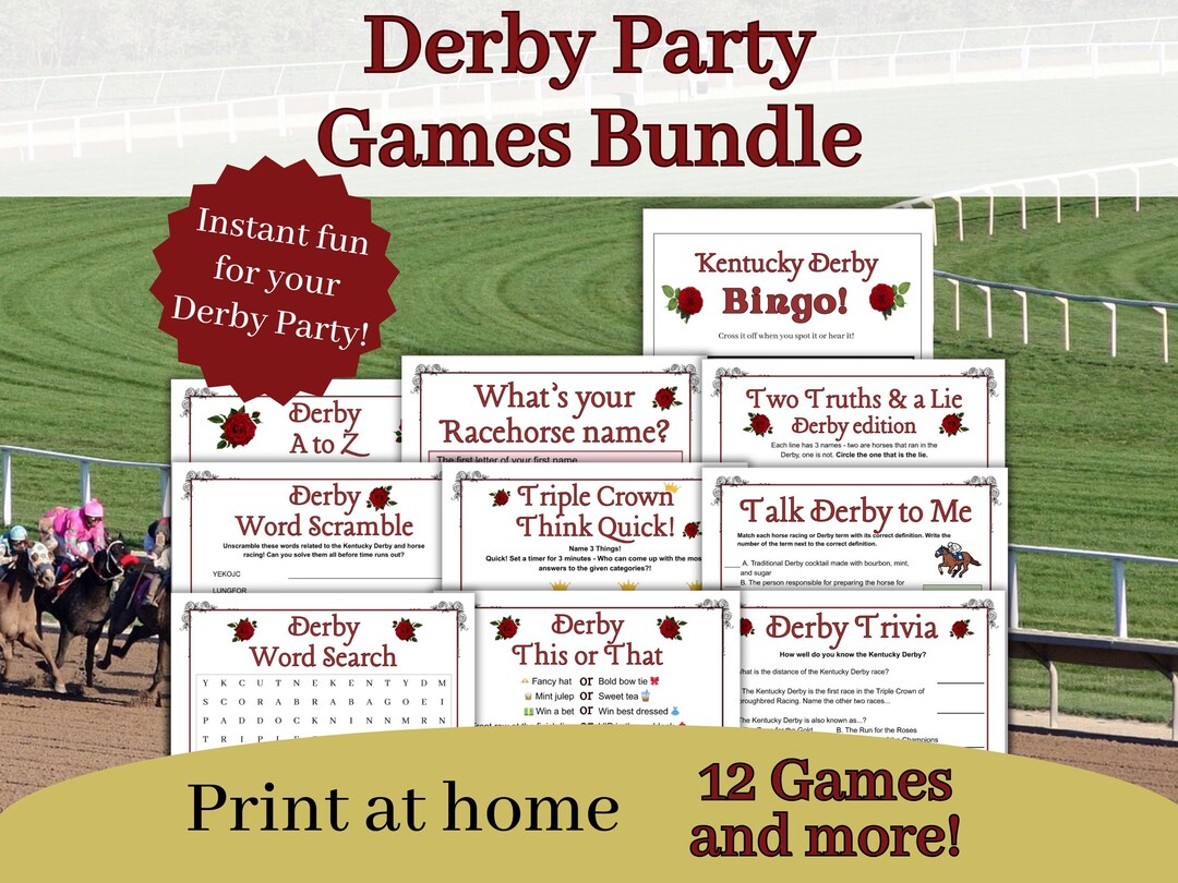 Printable Kentucky Derby Party Games 2025, Derby Party Games Bundle, 12 ...
