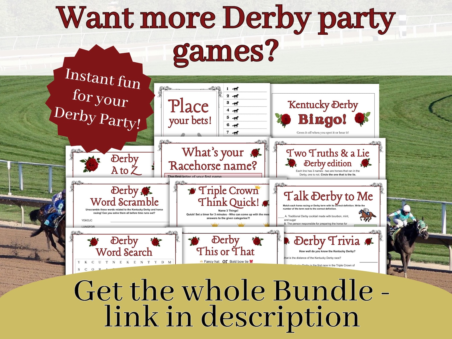 Derby Party Game, Printable Game for Your Kentucky Derby Party, Talk ...