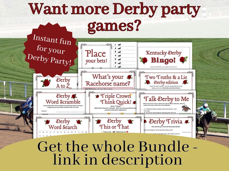 Derby Party Game, Printable Game for Your Kentucky Derby Party, Talk ...