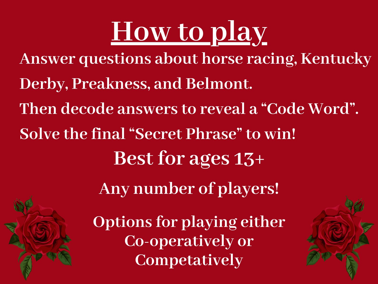 Horse Racing Trivia Game, Horse Race Trivia Escape Room Game for Adults ...