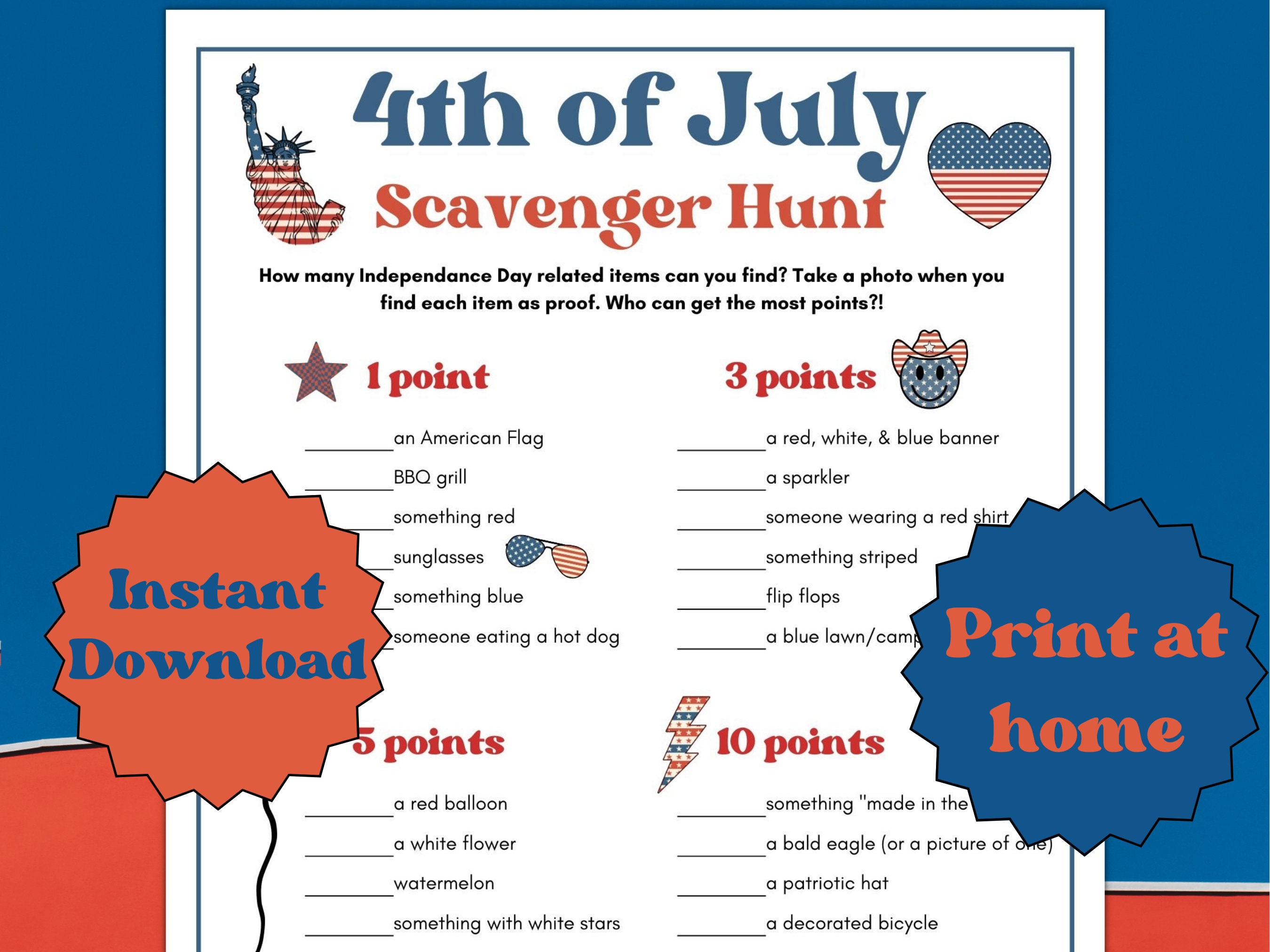 4th of July Scavenger Hunt Printable Independence Day Activity, July ...