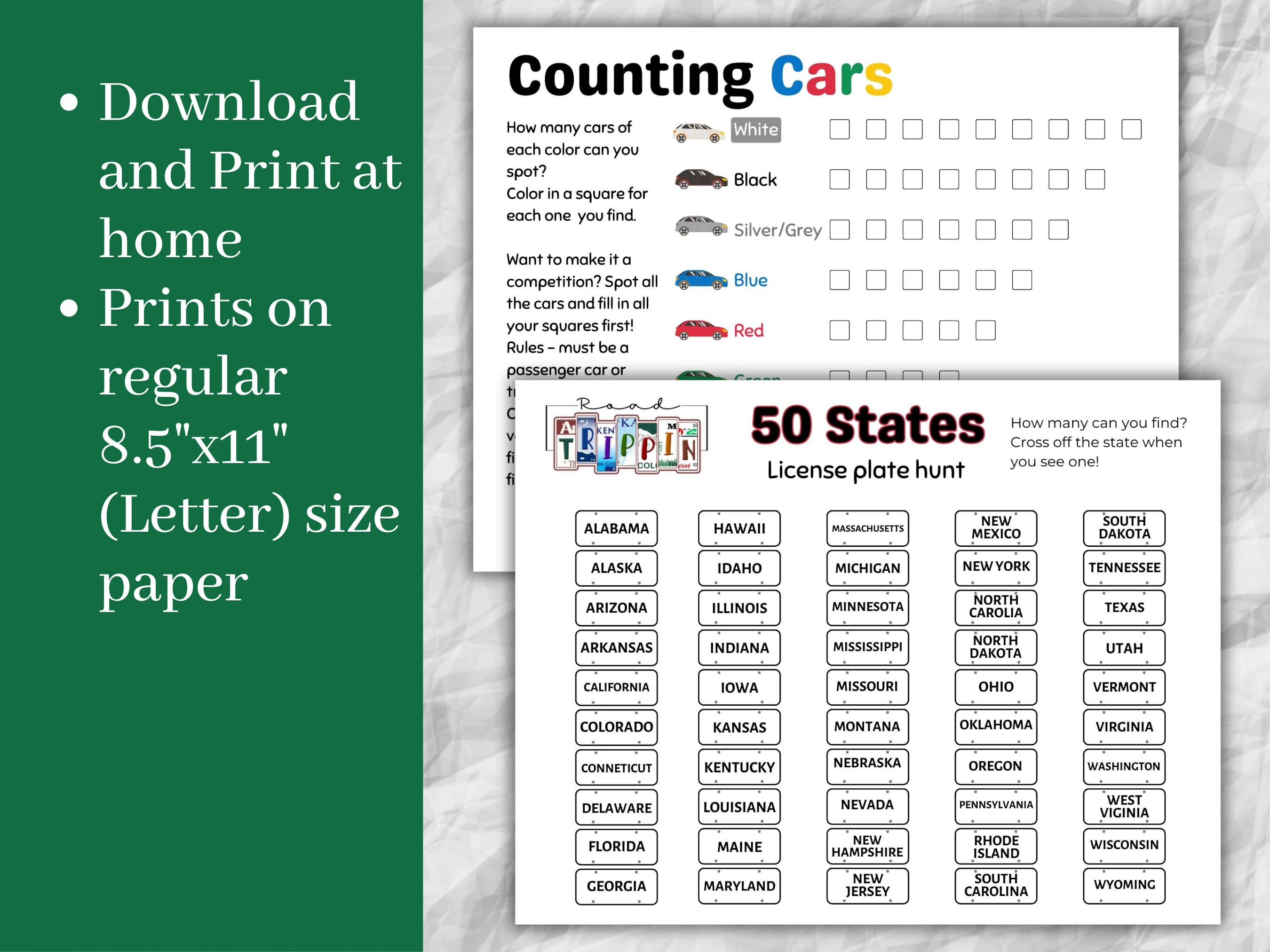 Road Trip Games, Car Scavenger Hunt, 2 Printable Games to Play in the ...