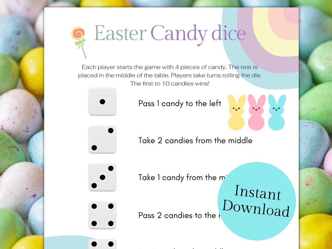 Easter Dice Game, Printable Candy Dice Game, Egg Exchange Game Fun for ...