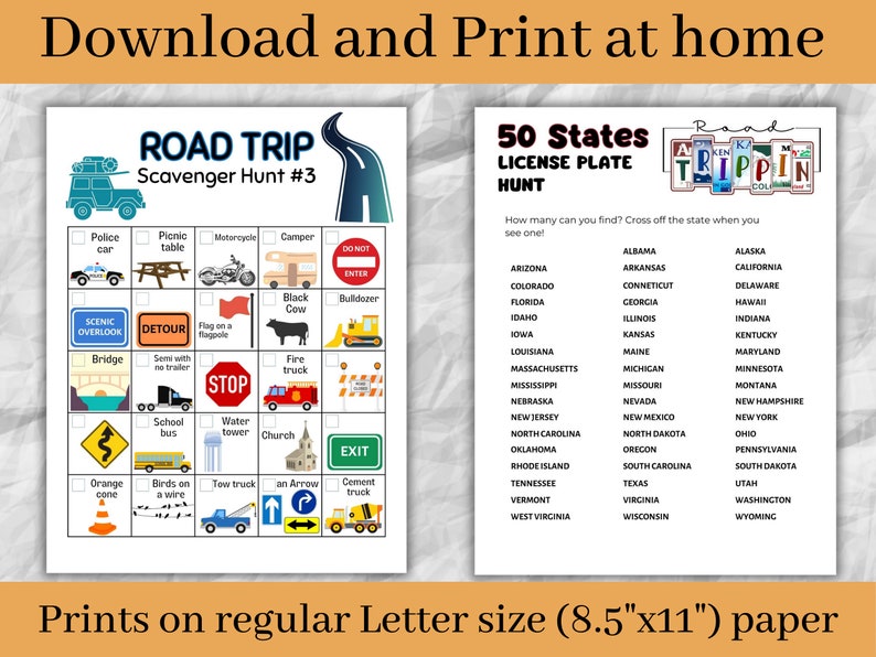 Road Trip Scavenger Hunt, Printable Road Trip Games, Road Trip Bingo ...