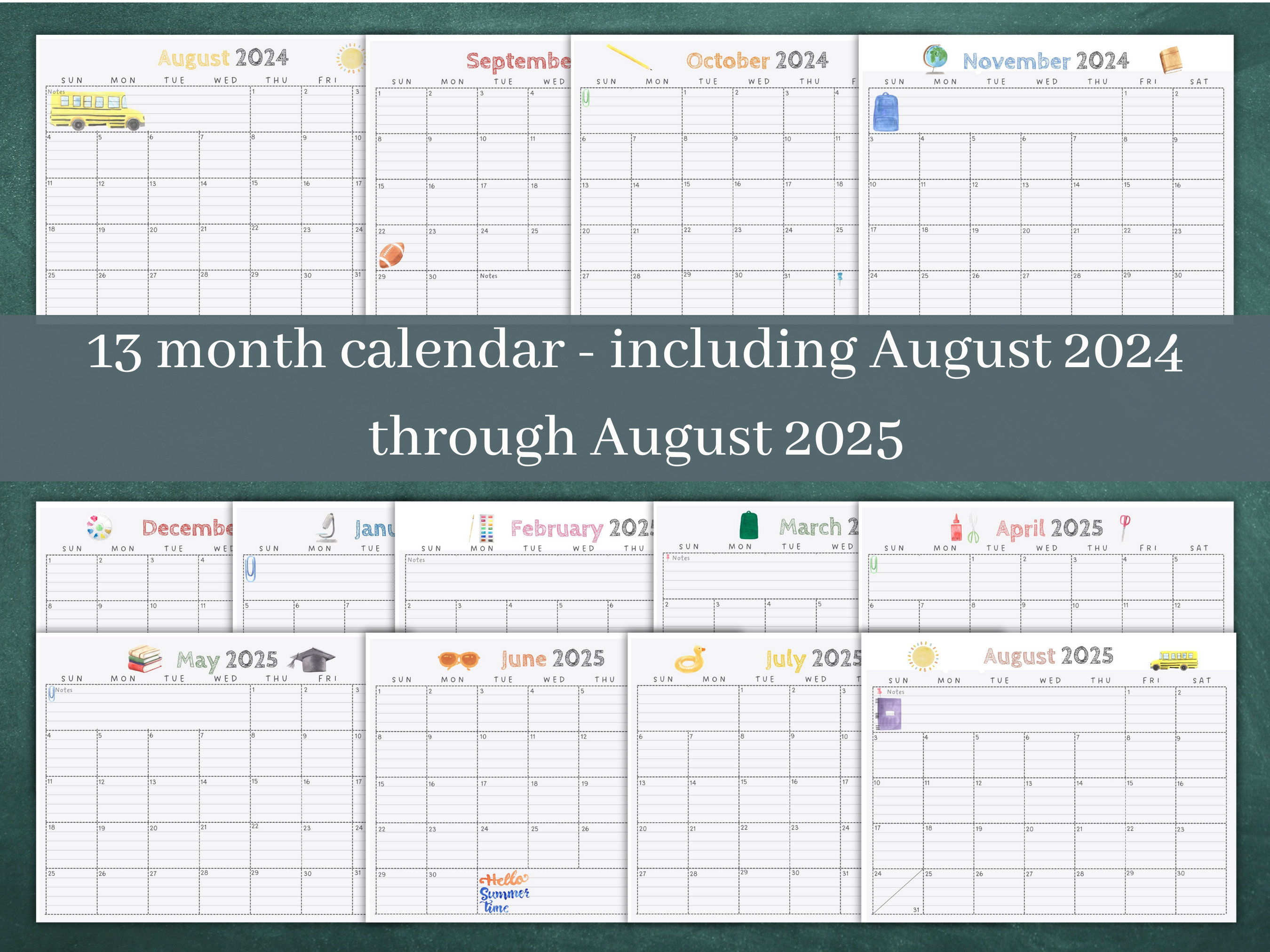 School Year Calendar Printable Academic Year 2024 2025 Calendar, Fridge ...