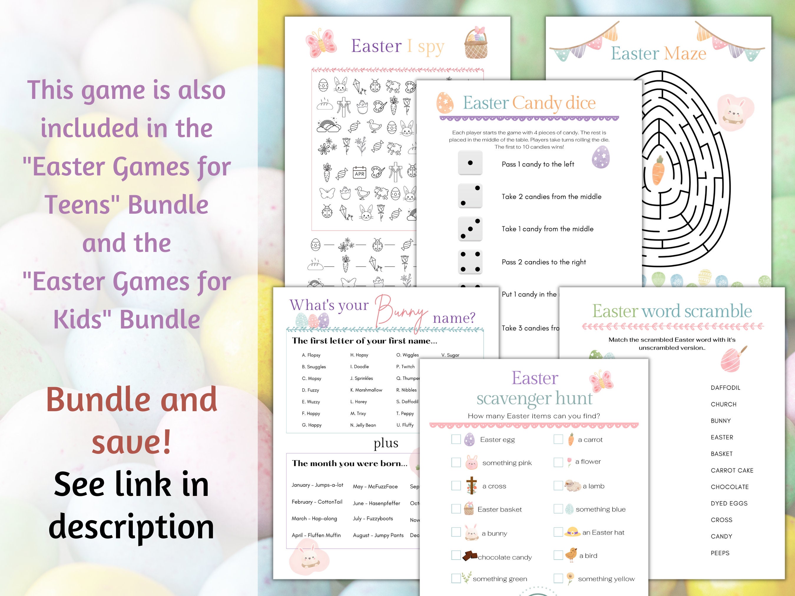 Easter Dice Game, Printable Candy Dice Game, Egg Exchange Game Fun for ...