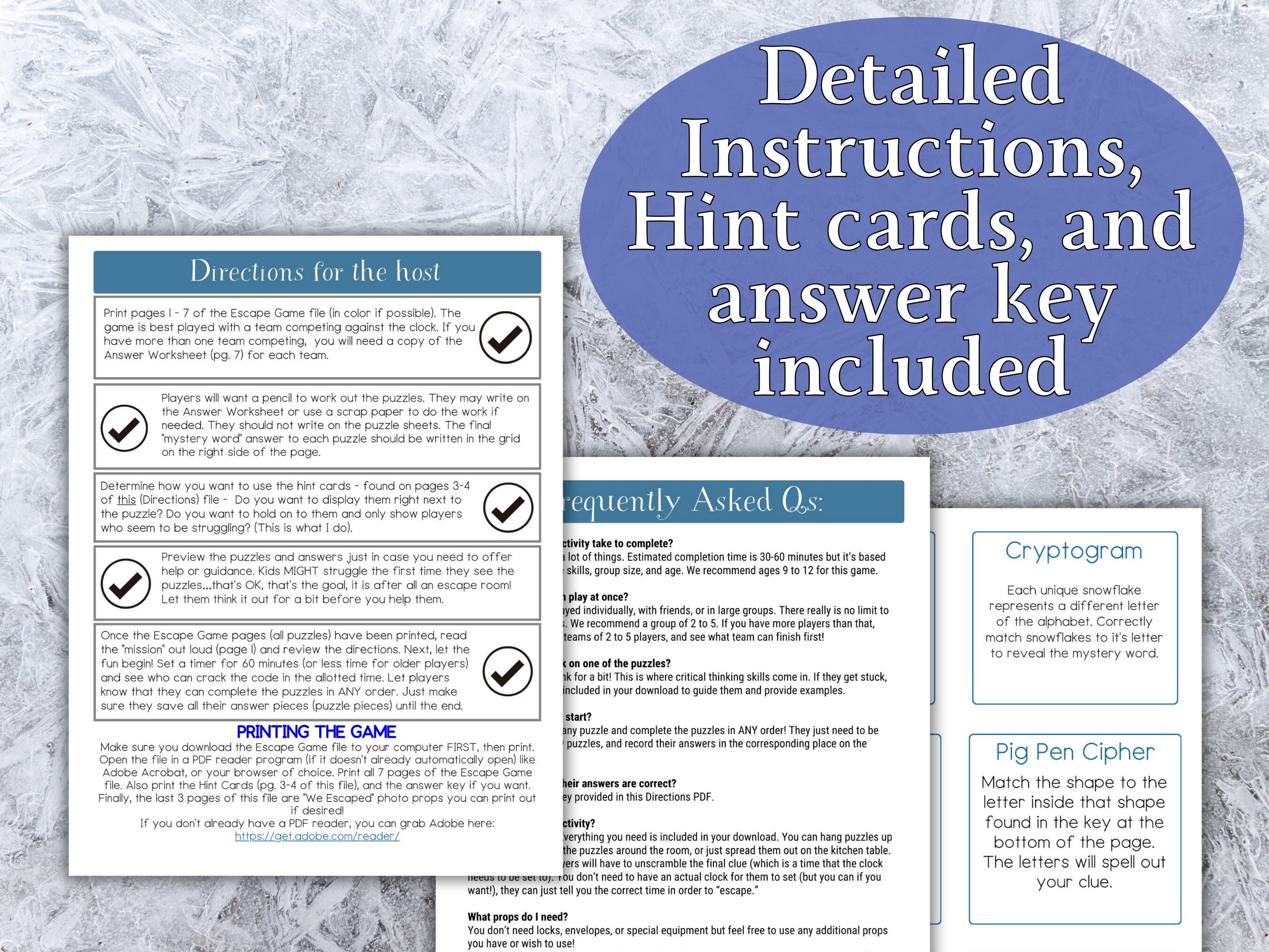 Winter Escape Room for Kids, Printable Escape Room Kit, at Home Escape ...