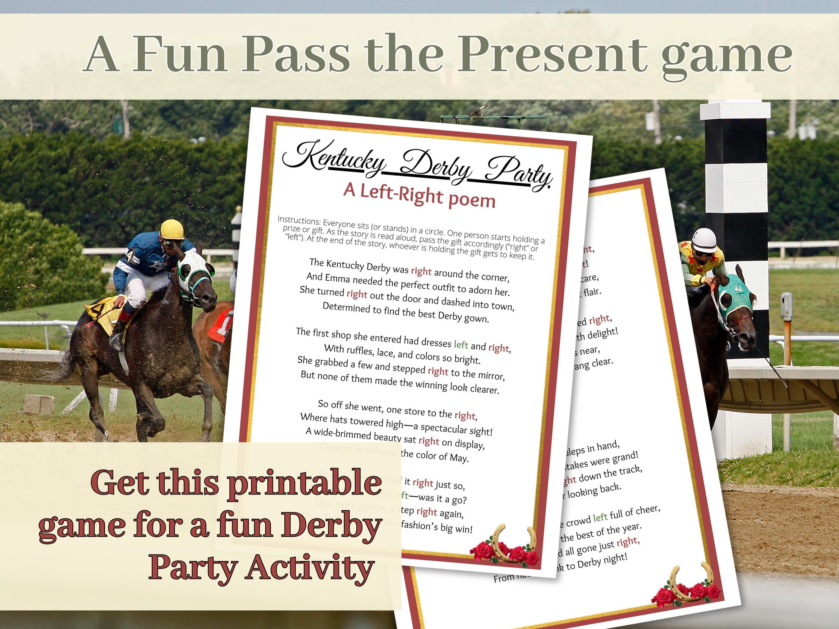 Left Right Derby Party Game, Printable Pass the Prize Game, Left Right ...