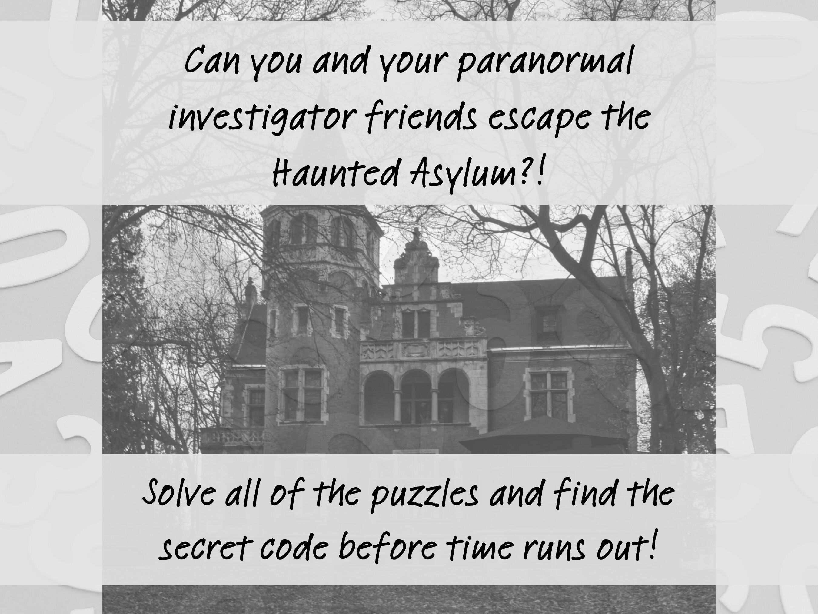 Haunted Asylum Escape Room Printable Escape Game for Kids Tweens Teens ...