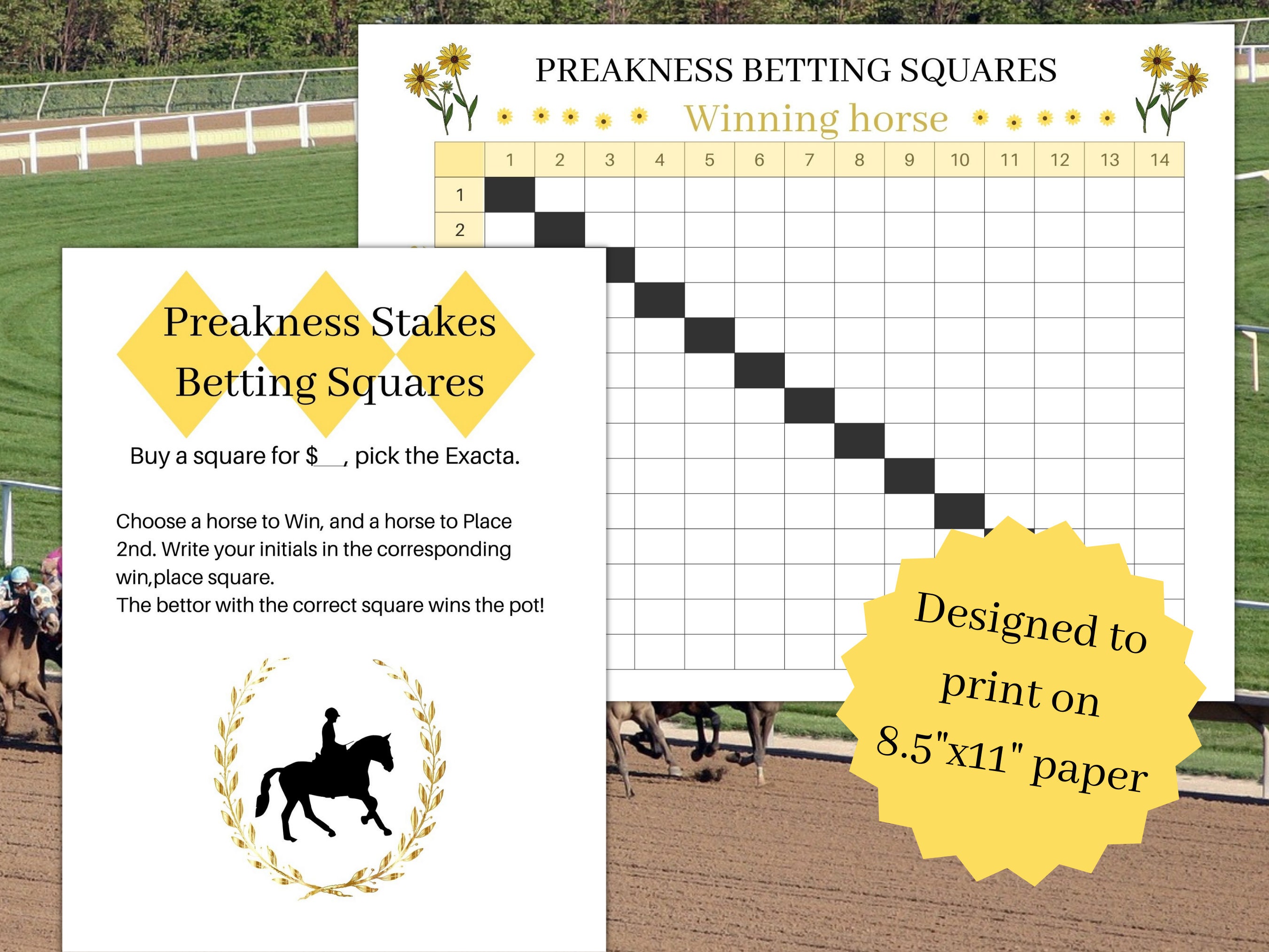 Betting Squares Game Preakness Party Betting Games Race Horse Betting ...