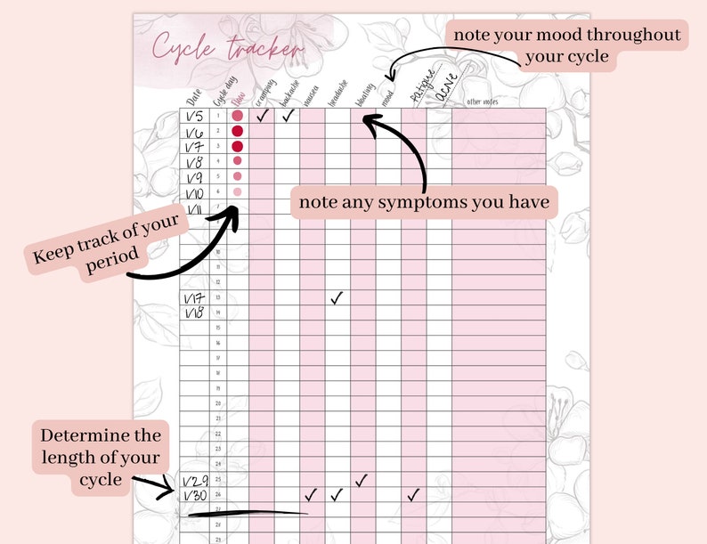 Period Tracker Printable Monthly Cycle Journal, for Tracking Your ...